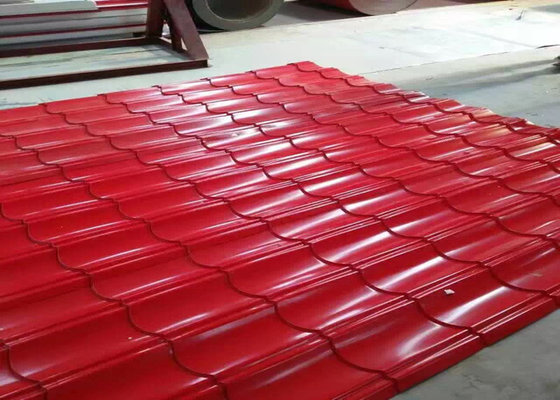 Aluminum Roof Glazed Tile Roll Forming Machine Hydraulic Cutter 0.6-2 Inch Chain
