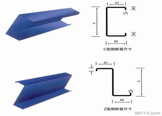 Light Metal C Z Steel Stud Roll Forming Machine 2" Chains With Diameter 80mm