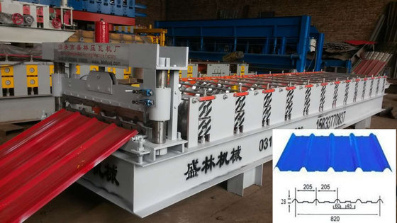 Effective Width 820mm  Color Steel Roll Forming Machine Trapezoidal IBR Profile , 4KW Power