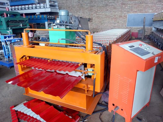 Double Layer Metal Roofing Sheet Roll Forming Machine With Chain Transmission