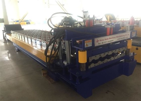5.5kw Glazed Metal Roofing Machine Roof Panle Roll Forming Machine With 13 Rollers Rows