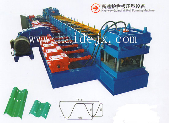 gear rotation Hydraulic Anti Crash Barrier Highway Guardrail Roll Forming Machine With 18 Rows Of Rollers