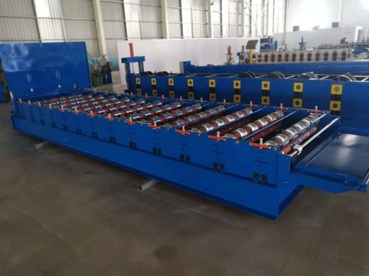 India profile Zinc Aluminum Roofing Sheet Making Machine For Box Ibr Trapezoidal Shape with 15 rows with 4kw power