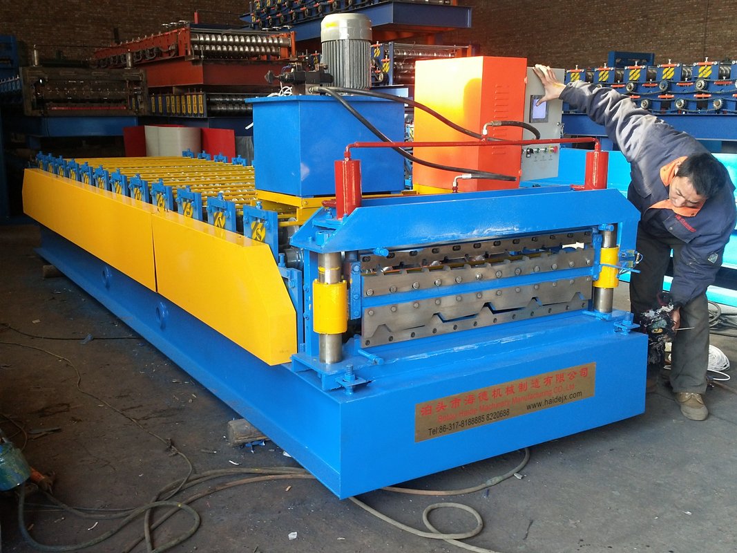 Galvanized Color Steel Trapezoidal Sheet Roll Forming Machine PLC Control System