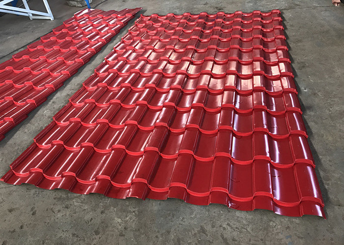 Construction Glazed Tile Roll Forming Machine , Steel Sheet Forming Machine Low Noise