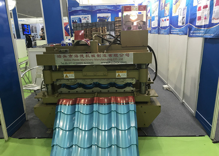 Color Steel Metal Sheet Roof Roll Forming Machine 9 Rows PLC Control System