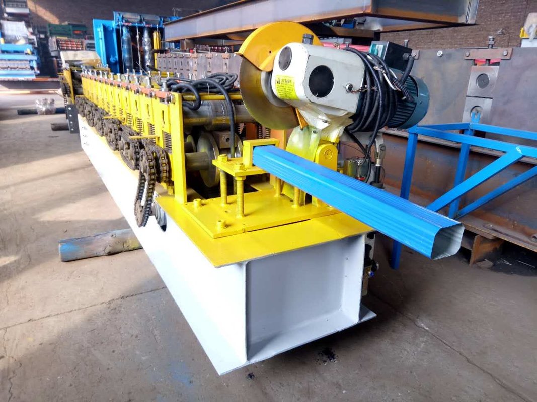 Aluminium Steel Downspout Roll Forming Machine, Rain Gutter Machine For Construction, Steel Pipe