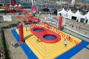China outdoor inflatable sports games inflatable volleyball court with_trampoline supplier