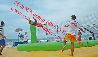 China Bossaball striker kicking the ball inflatable volleyball court supplier
