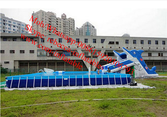 China backyard swimming pool inflatable pool with slide metal frame swimming pool supplier