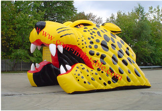 China Yellow inflatable tiger american football football helmet tunnel inflatable football dome supplier