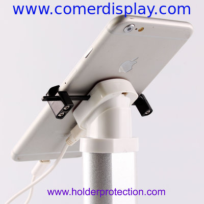 COMER Security mobile phone charging holder with grip with cable concealed inside with aarm cord