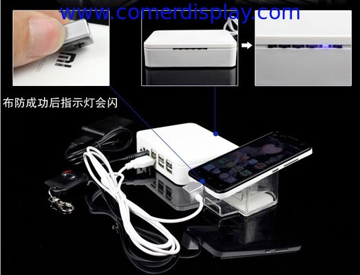 COMER acrylic mobile phone tablet top display rack stand with alarm controller system