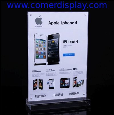 COMER A4 acrylic tabletop holder menu display stand with anti-theft alarm controller and charging cables