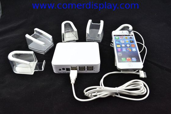 COMER Mobile Phone Accessory Alarm Security Display acrylic Stand with charging cables