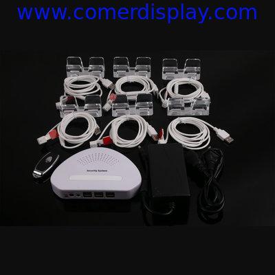 COMER Mobile Phone Accessory Alarm Security Display acrylic Stand with charging cables