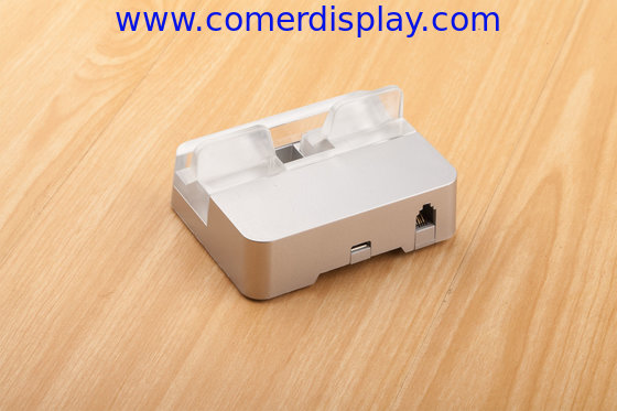 COMER Acrylic anti slip mobile phone display alarm stand holder with charging cables