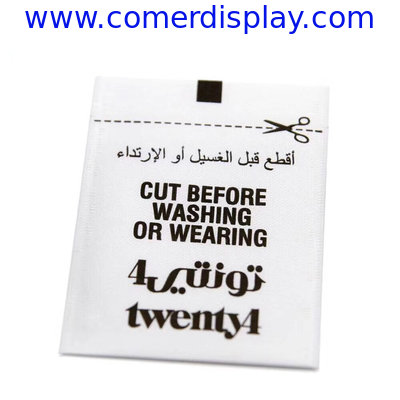 Cut off from clothes after paid RF eas soft label luxury clothes label with fabric