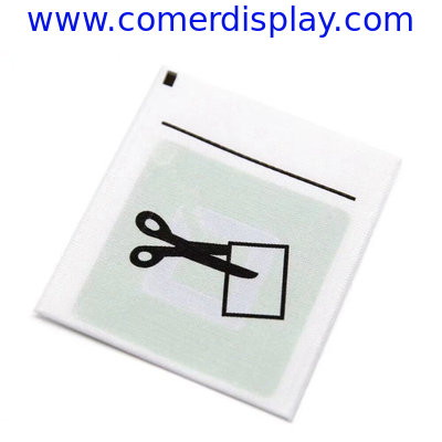 Cut off from clothes after paid RF eas soft label luxury clothes label with fabric