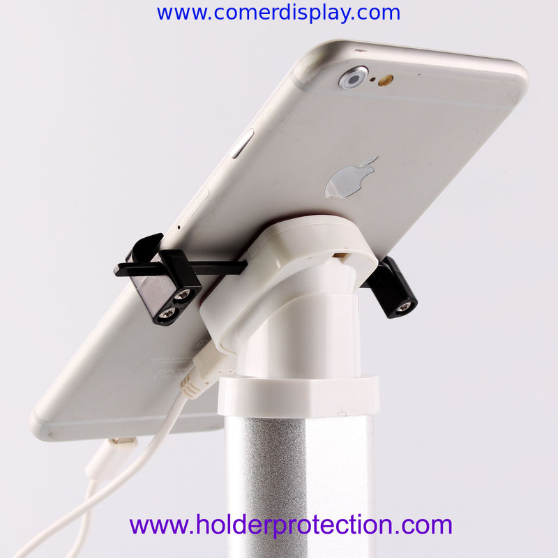 COMER cell phone anti theft charging stand secure alarm systems with adjustable clamp