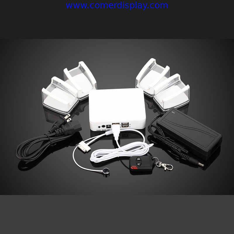 COMER 4port cell phone/tablet/ipad open display retail security controller with charging alarm