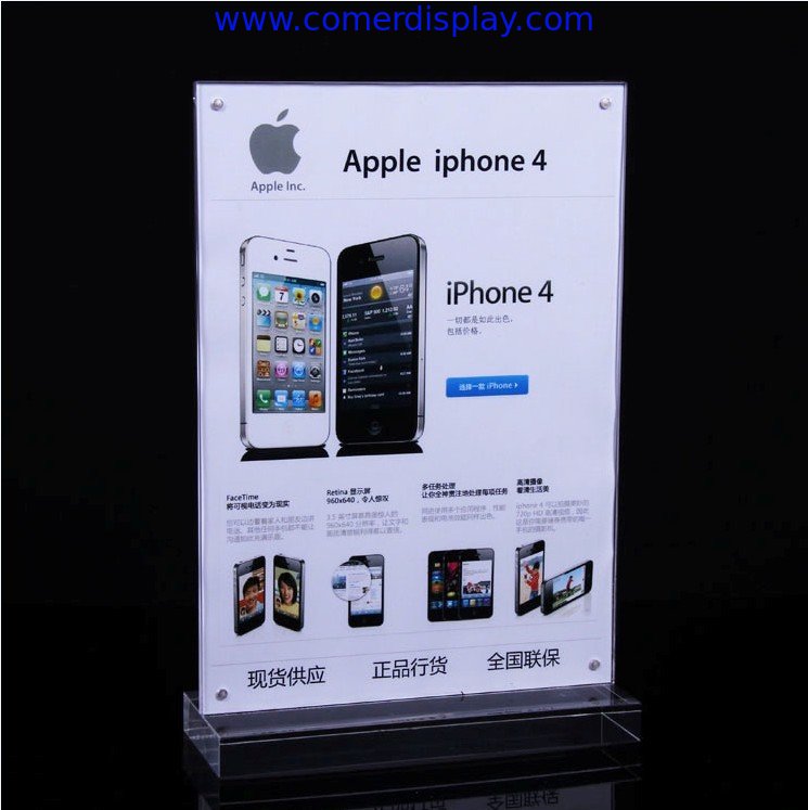 COMER Clear table stand acrylic menu display,magazine holder,book rack with alarm controller and charging cables