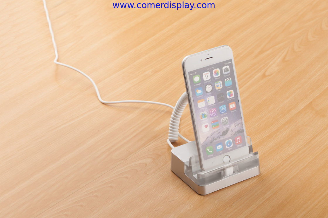 COMER Security table display acrylic Stand for mobile phone retail stores at exhibition with alarm function