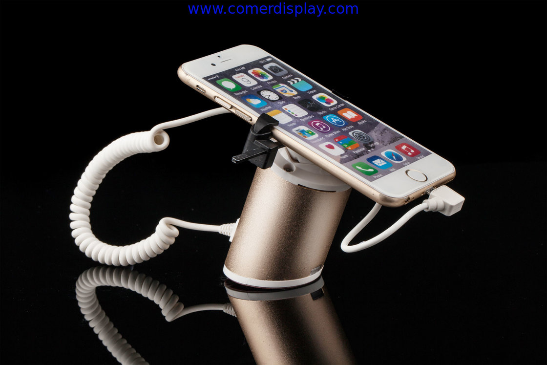 COMER Mobile phone security stand with charging and alarm functions, GSM & Cell phone security display stands