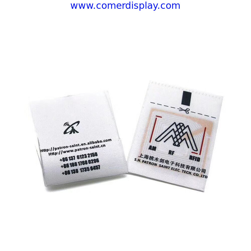Colorful design eas system rf woven security label custom silk garment label