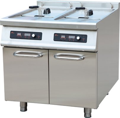 Professional Twin Tank Gas Fryer , Electric Kitchen Range Double Tank