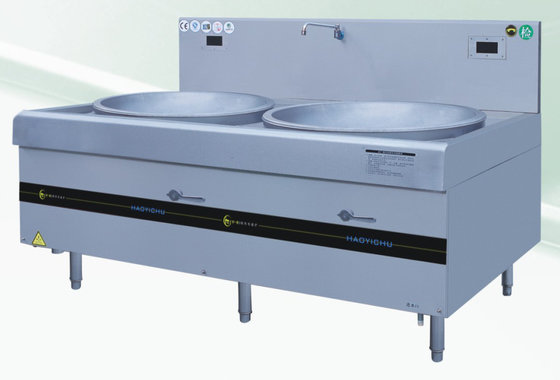 Durable Induction Wok Cooktop , Induction Wok Range Double Ring 2x20KW