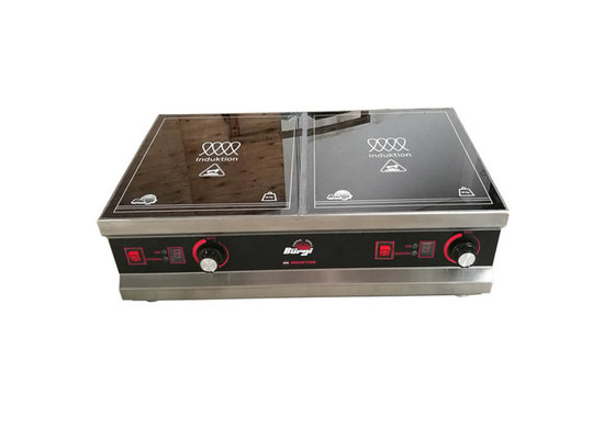 2*3KW / 380V Customized 2 Hob Induction Cooktop Stainless Steel Wide Type