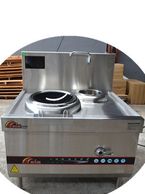 Ceramic glass electric large induction wok with tap stainless steel