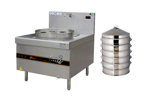 Single Burner Electric Dim Sum Steamer Stainless Steel Tray For Restaurant