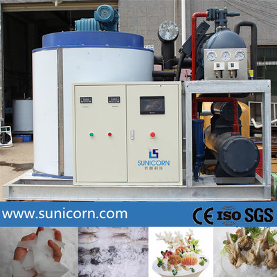 Energy Saving Industrial Flake Ice Machine , Flake Style Ice Machine 8T Daily Output