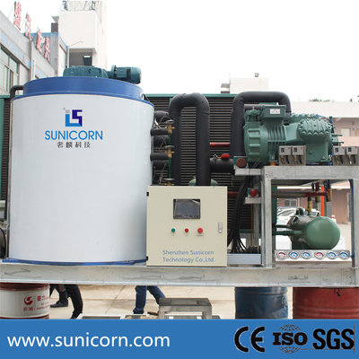 CE Approved Flake Ice Machine 10T Daily Output With 75.5Kw Refrigeration Capacity