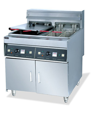 China 2 Tanks 4 Basket Industrial Electric Deep Fryer Machine With Computer Control Panel supplier