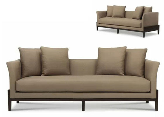 Customized Brown Fabric Hotel Lobby Sofa Set Armchair And Coffee Table
