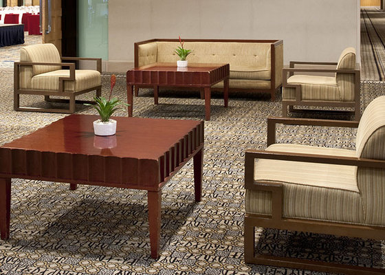 Custom Made Wood Fabric Hotel Lobby Sofa Set For Reception Center