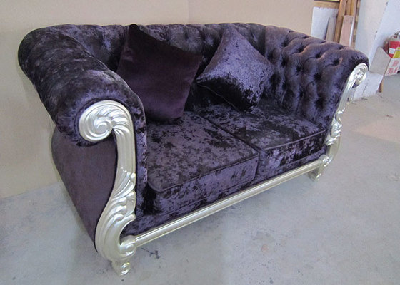 Golden Natural Timber Wood Fabric Hotel Lobby Sofa For Living room