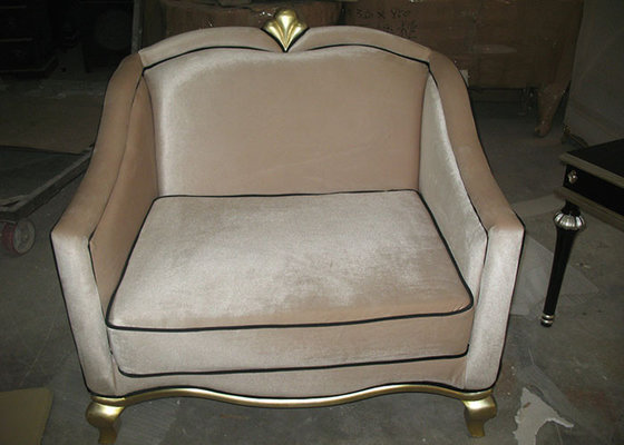 Luxury Gold Leaf Hotel Lobby Sofa Brown Fabric For Reception Center