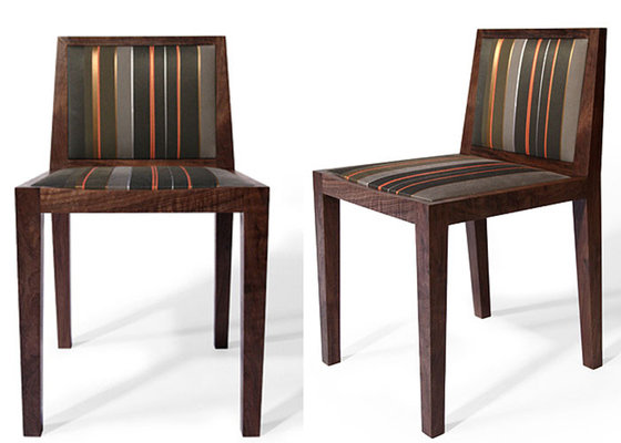 Classic Dark Brown Modern Dining Room Chairs With Stripe Fabric Upholstered