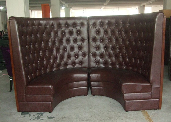 Durable Wooden Restaurant Booth Furniture With Brown Button - Tufted Back