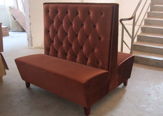 Durable Wooden Restaurant Booth Furniture With Brown Button - Tufted Back