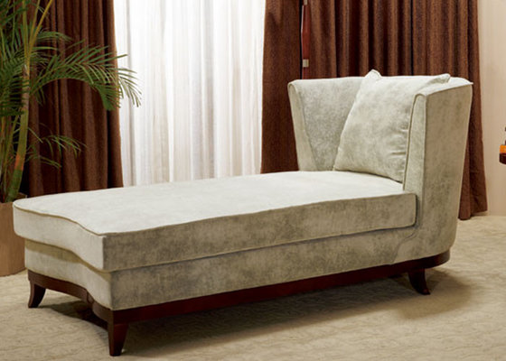Modern Linen Fabric Wooden Lounge Chair , Grey Elegant Chaise Lounge Sofa