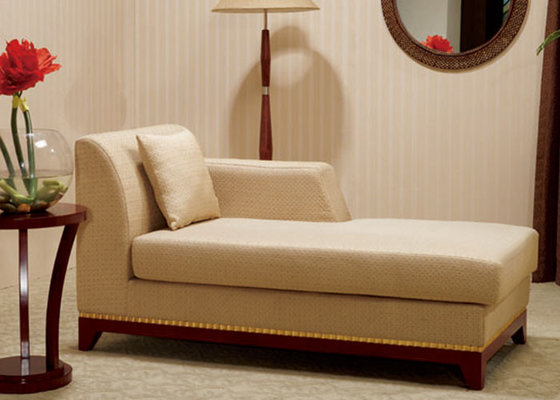 Modern Linen Fabric Wooden Lounge Chair , Grey Elegant Chaise Lounge Sofa