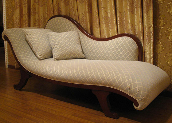 Luxury Wooden Chaise Lounge Chairs With Hardwood Frame / Fabric Upholstered