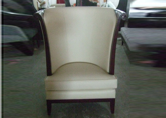 Comfortable Luxury Wooden Wingback Chair / Fabric Upholstered Club Chair