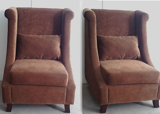 Comfortable Wooden Lounge Chair / Modern Charcoal Fabric Accent Chair IMO