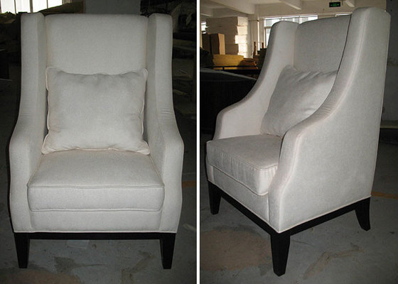 Comfortable Wooden Lounge Chair / Modern Charcoal Fabric Accent Chair IMO